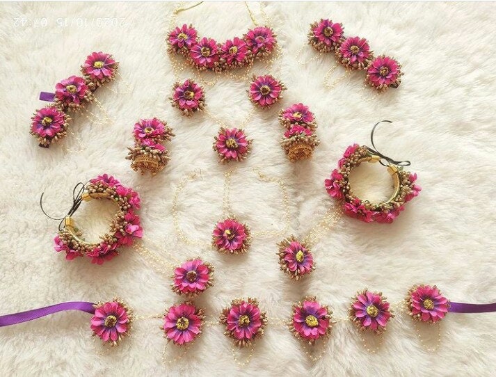 Multicolor Artificial Flower Jewelry Bridal Bridesmaid Floral Etsy