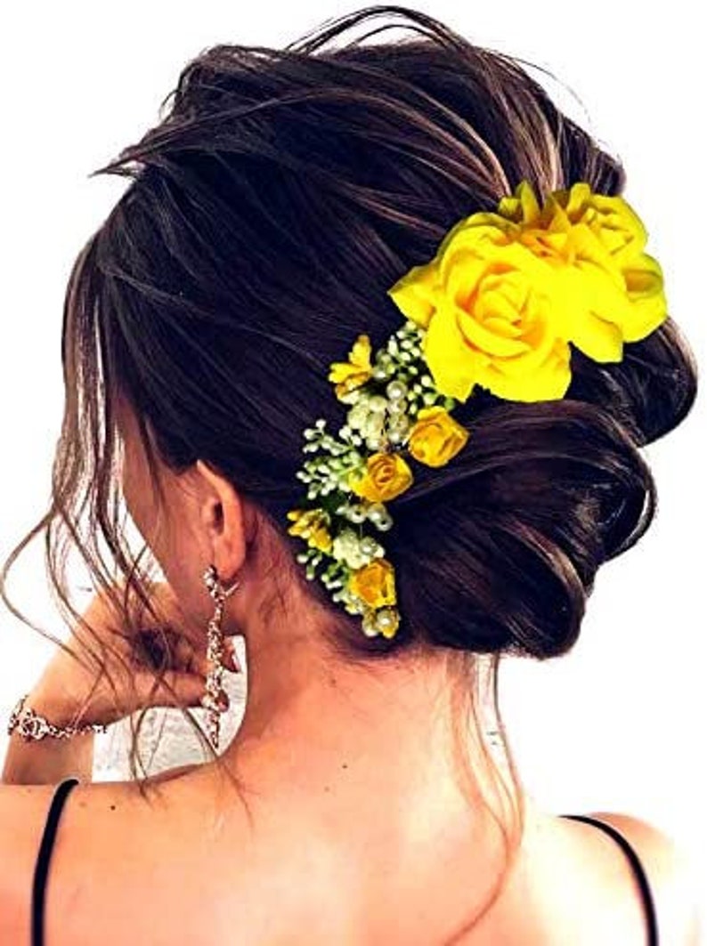 Hair Accessories Yellow Gajra Artificial Flower Jewelry | Etsy
