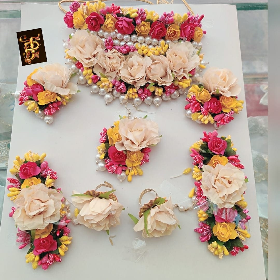 Multicolor Artificial Flower Jewelry Bridal Bridesmaid Floral Etsy