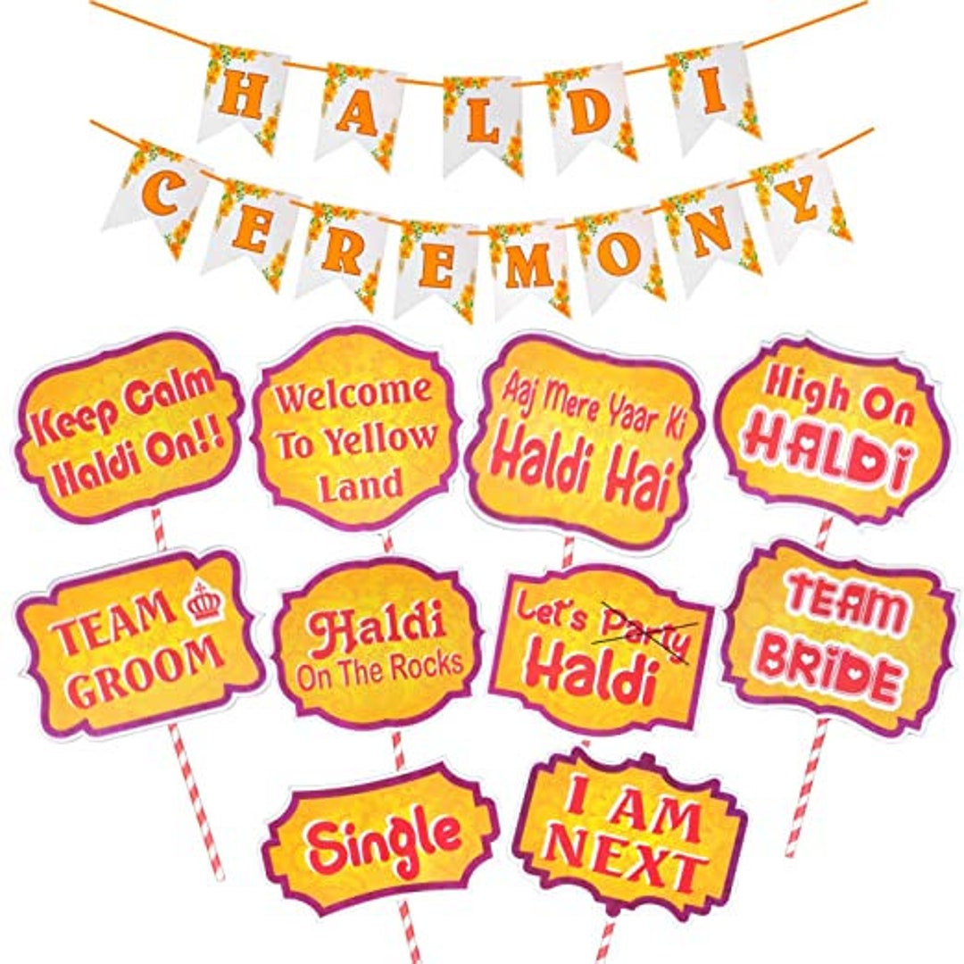 Haldi Ceremony Photo Booth Party Props and Banner Combo Kit of - Etsy
