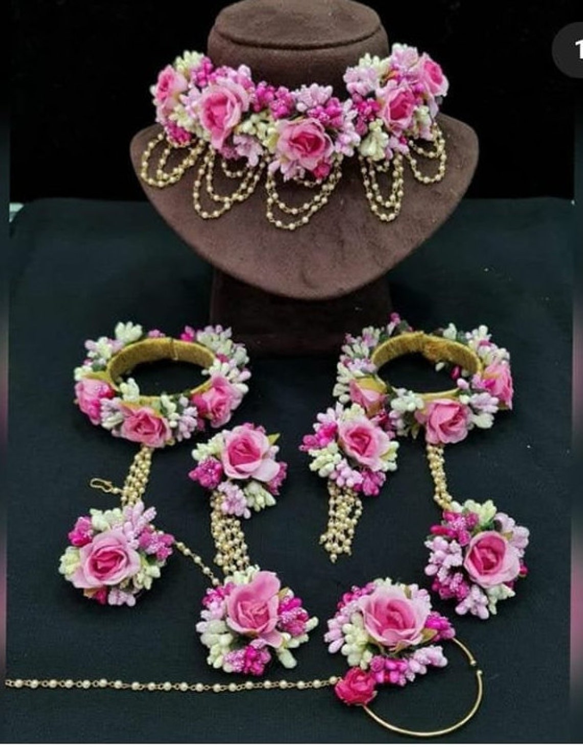 Pink And White Artificial Flower Jewelry Bridal Bridesmaid Etsy