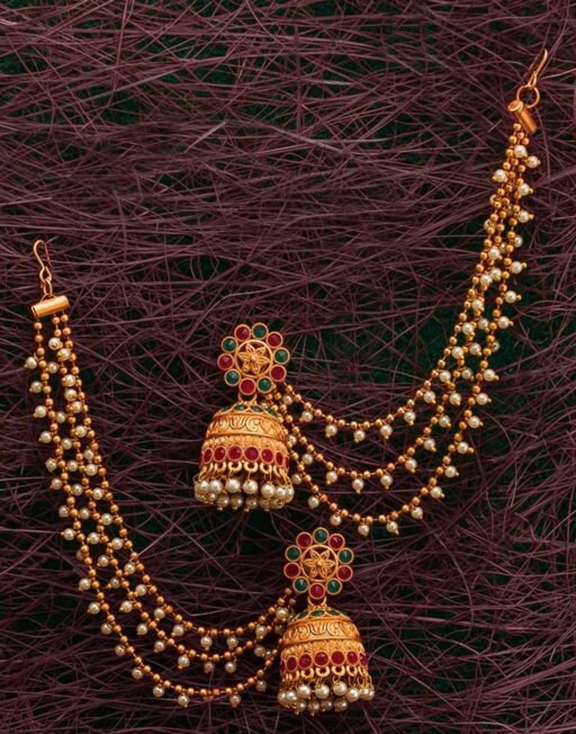 Traditional Long Chain Bahubali Temple Jhumki/Jhumka For | Etsy