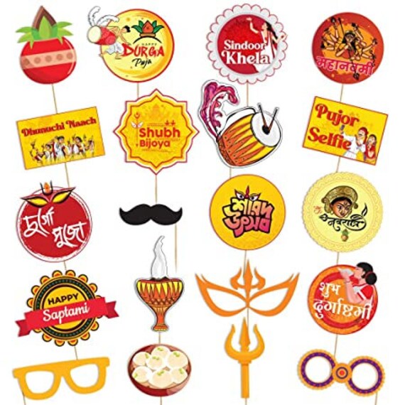Happy Durga Puja 20 Pcs Photobooth Props Decoration Durga - Etsy