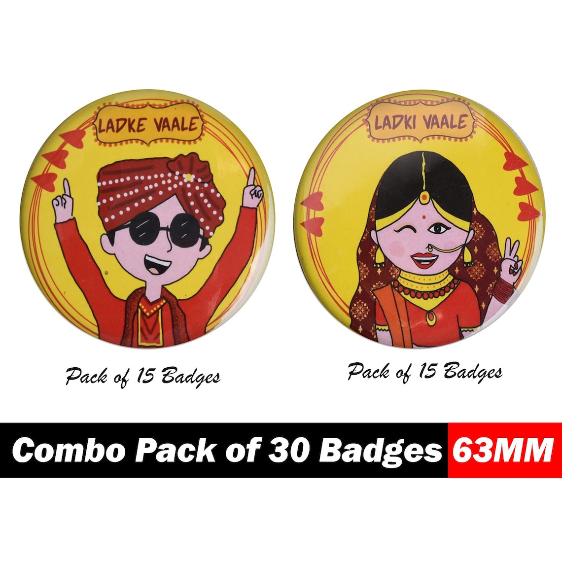 100 Pcs Combo of 2 Ladki Wale & Ladke Wale Badges Shaadi - Etsy