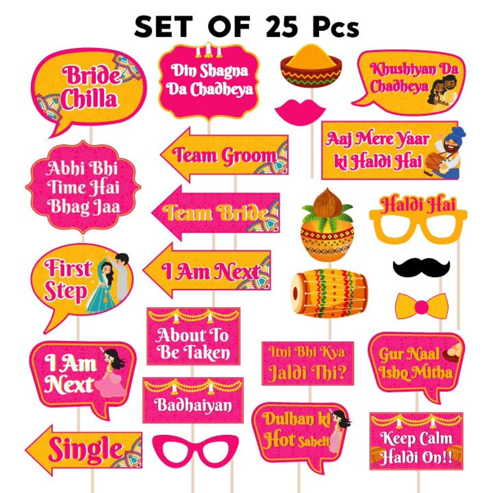 Haldi Ceremony Photo Booth Party Props Set of 25 Pcs for - Etsy