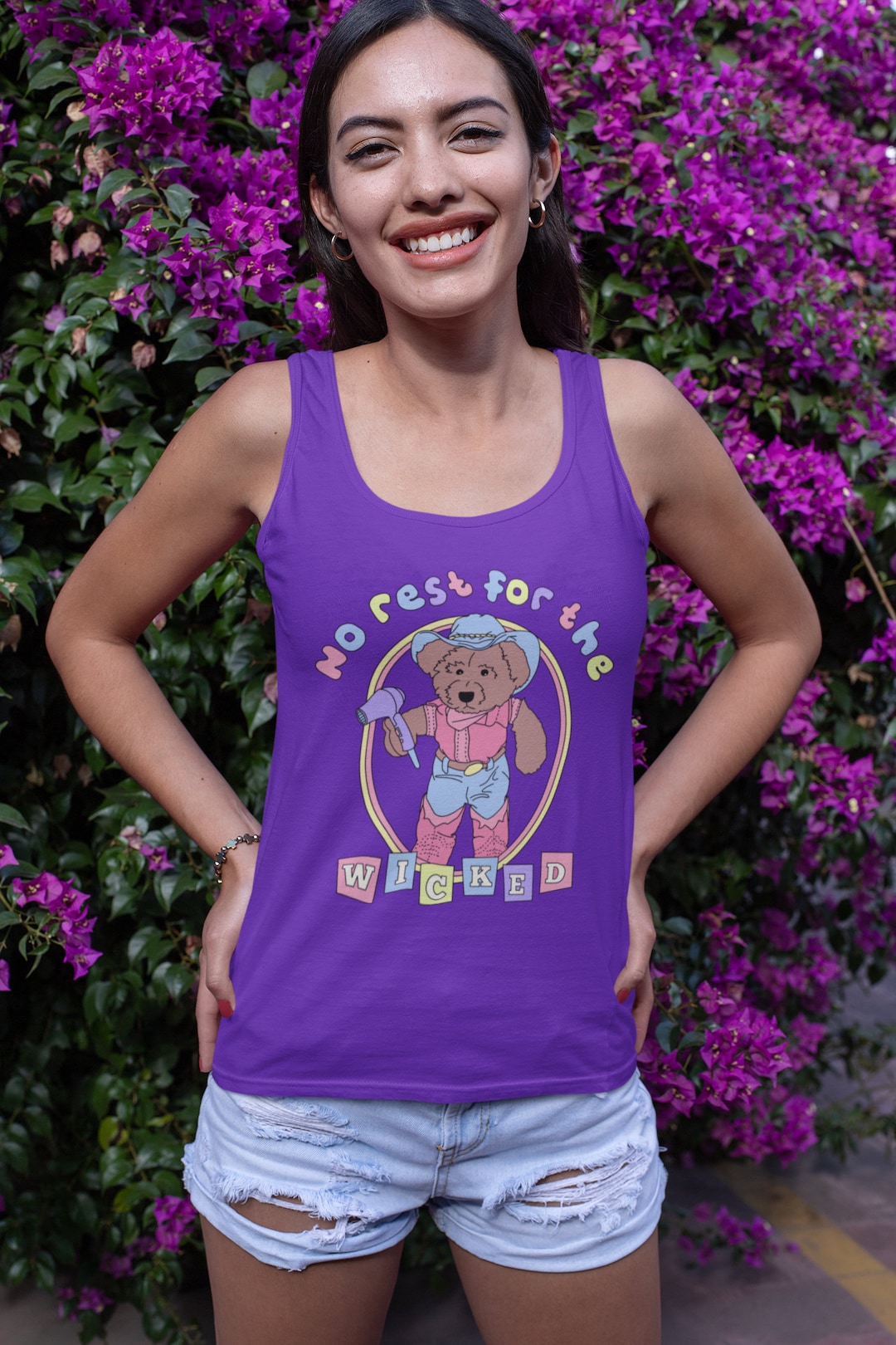 Wicked Teddy Bear Tank Top, Kawaii Softcore Aesthetic Indie Kid Womens ...