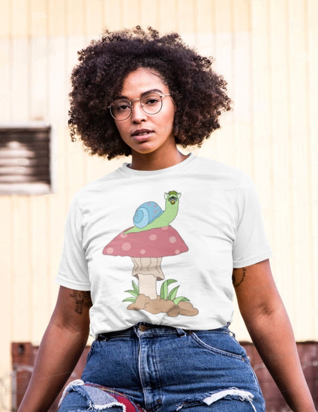 Mushroom Furby Snail, Weird Art Top, Womens Snail Shirt, Mens 90s ...