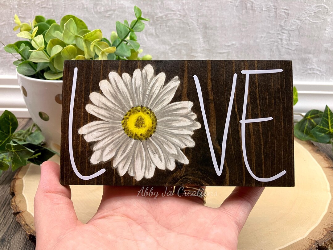 Daisy Wood Block Sign/daisy Tiered Tray Decor/white Daisy Painting ...