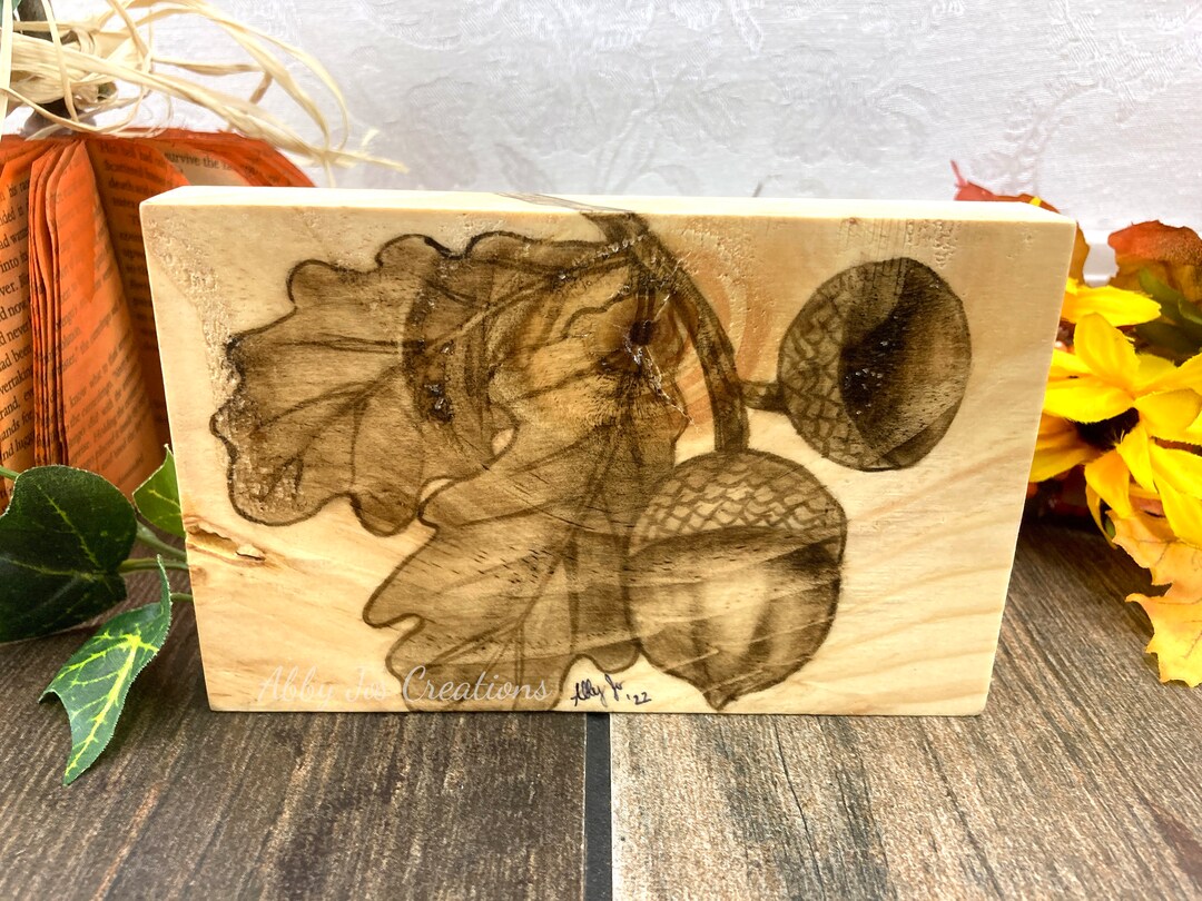 Oak Leaf Acorn Fall Painting Decor/wood Stain Art/rustic Fall Home ...