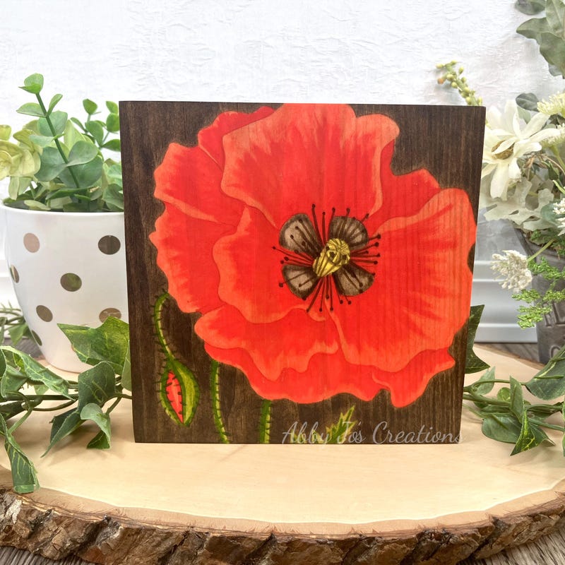 Red Poppy Painting - Etsy