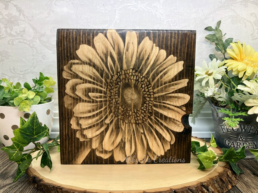 Daisy Painting/original Artwork/wood Stain Art/rustic Home Decor/wood ...