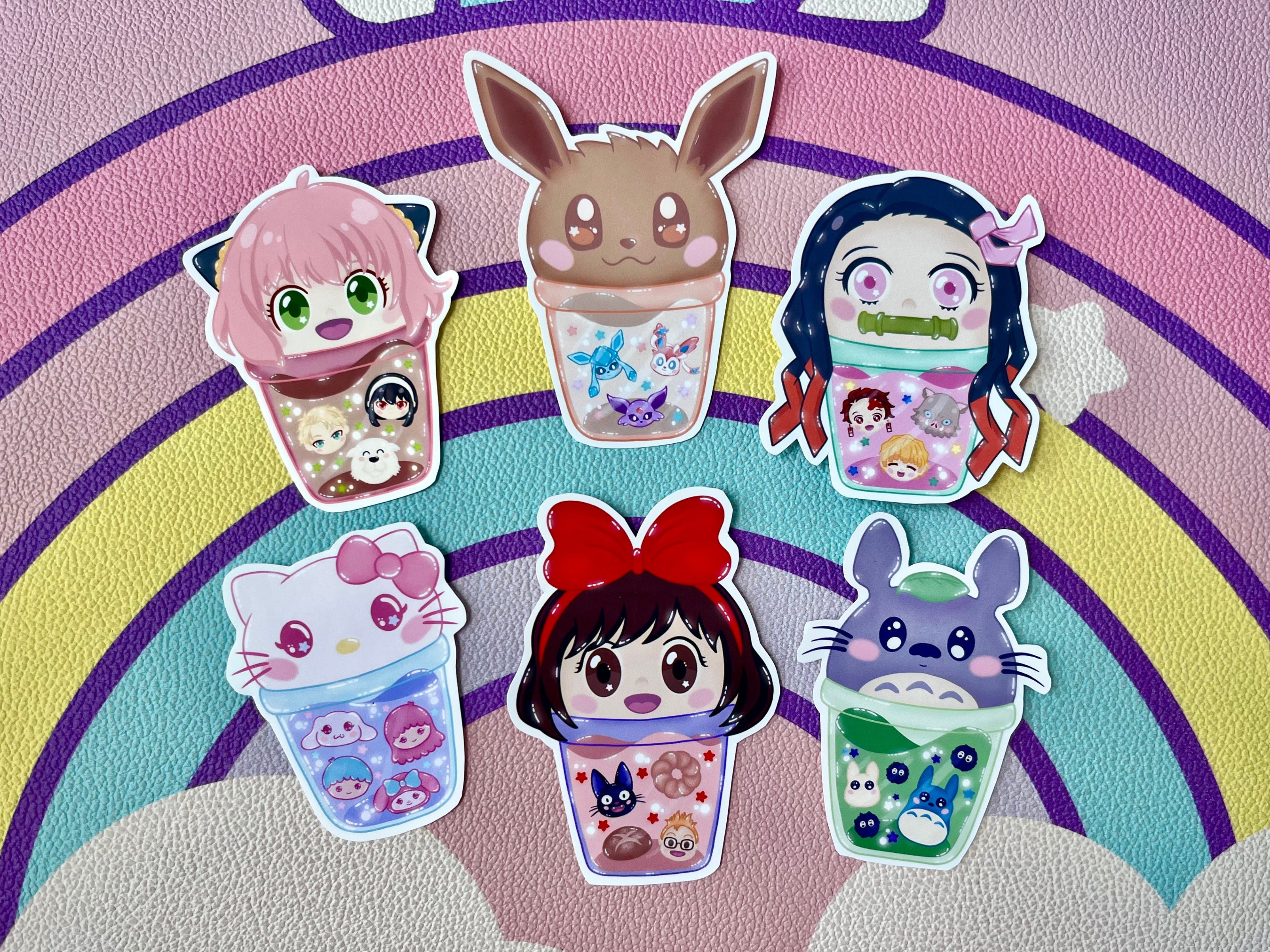 Kawaii Bubble Tea Sticker Pack Inspired in Cute Fandom Characters 6 ...