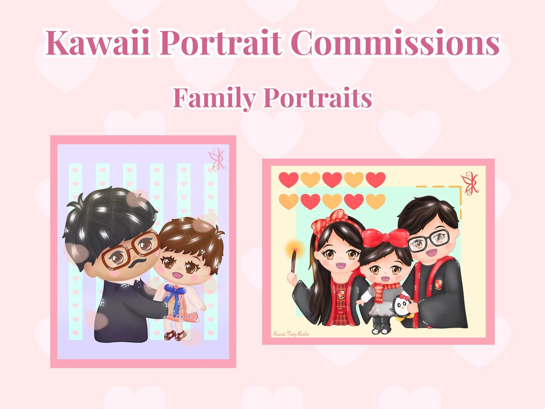 Kawaii Family Portrait Commission Kawaii Digital Commission Kawaii Digital Portrait - Etsy