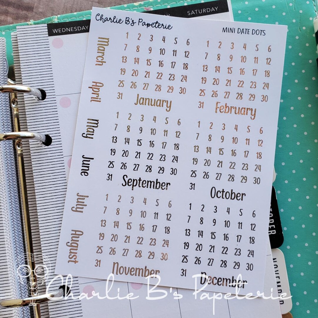 Foiled Mini Date Dots Planner, Journal Stickers - Etsy