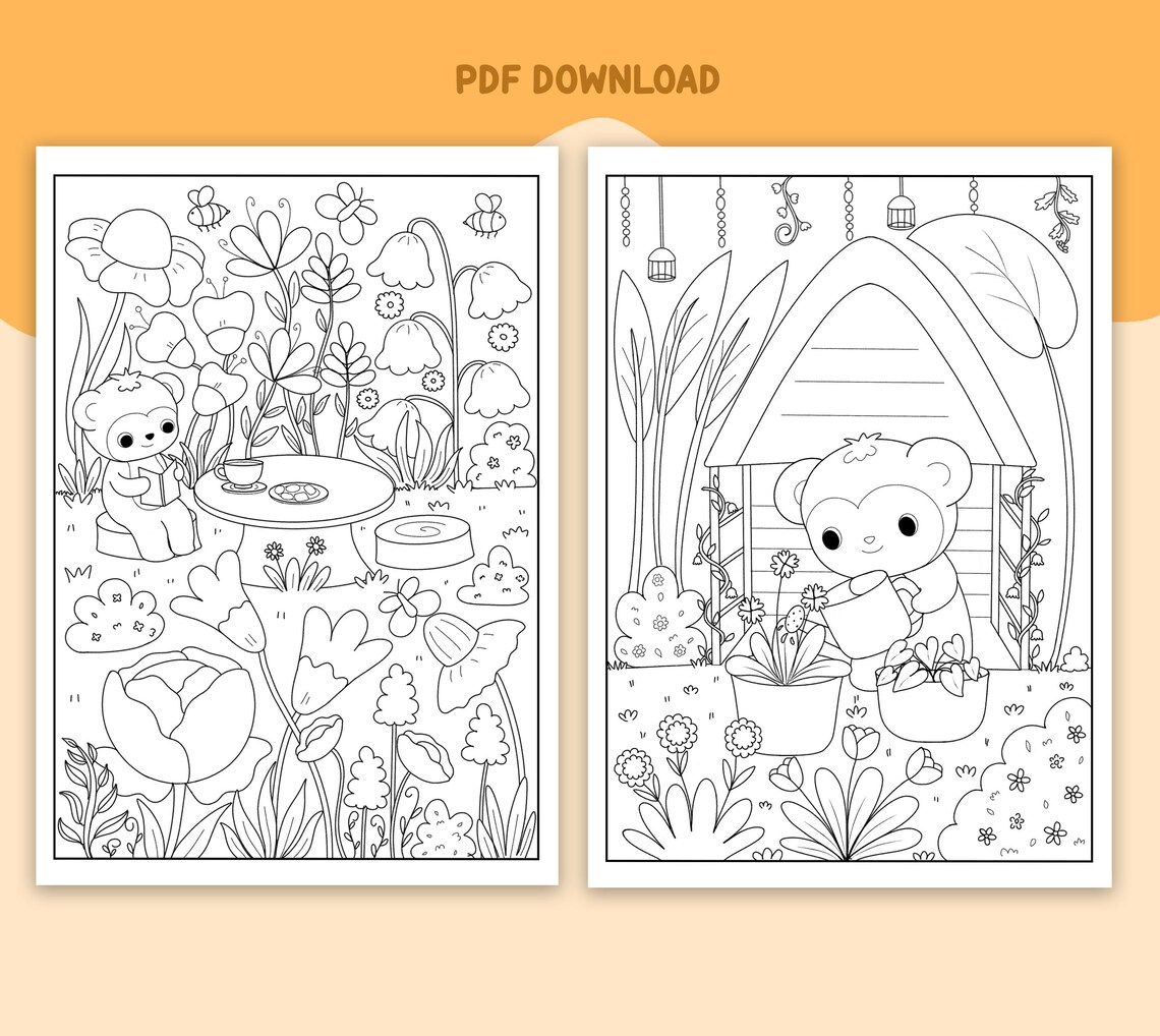 Printable Coloring Pages Garden Theme Kids Coloring Activity Sheets ...