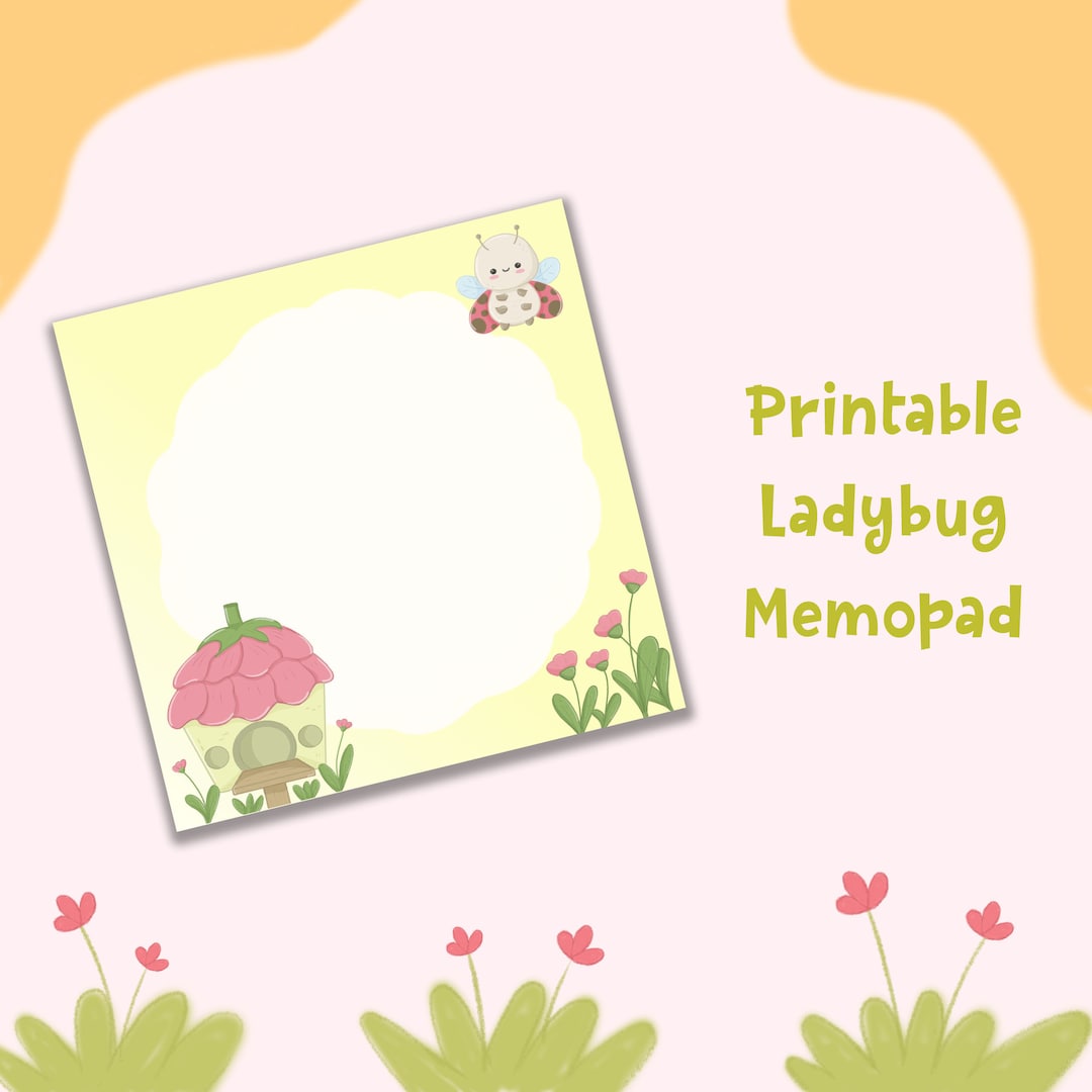 Printable Ladybug Memopad Cute Flower Notepad Aesthetic Student ...