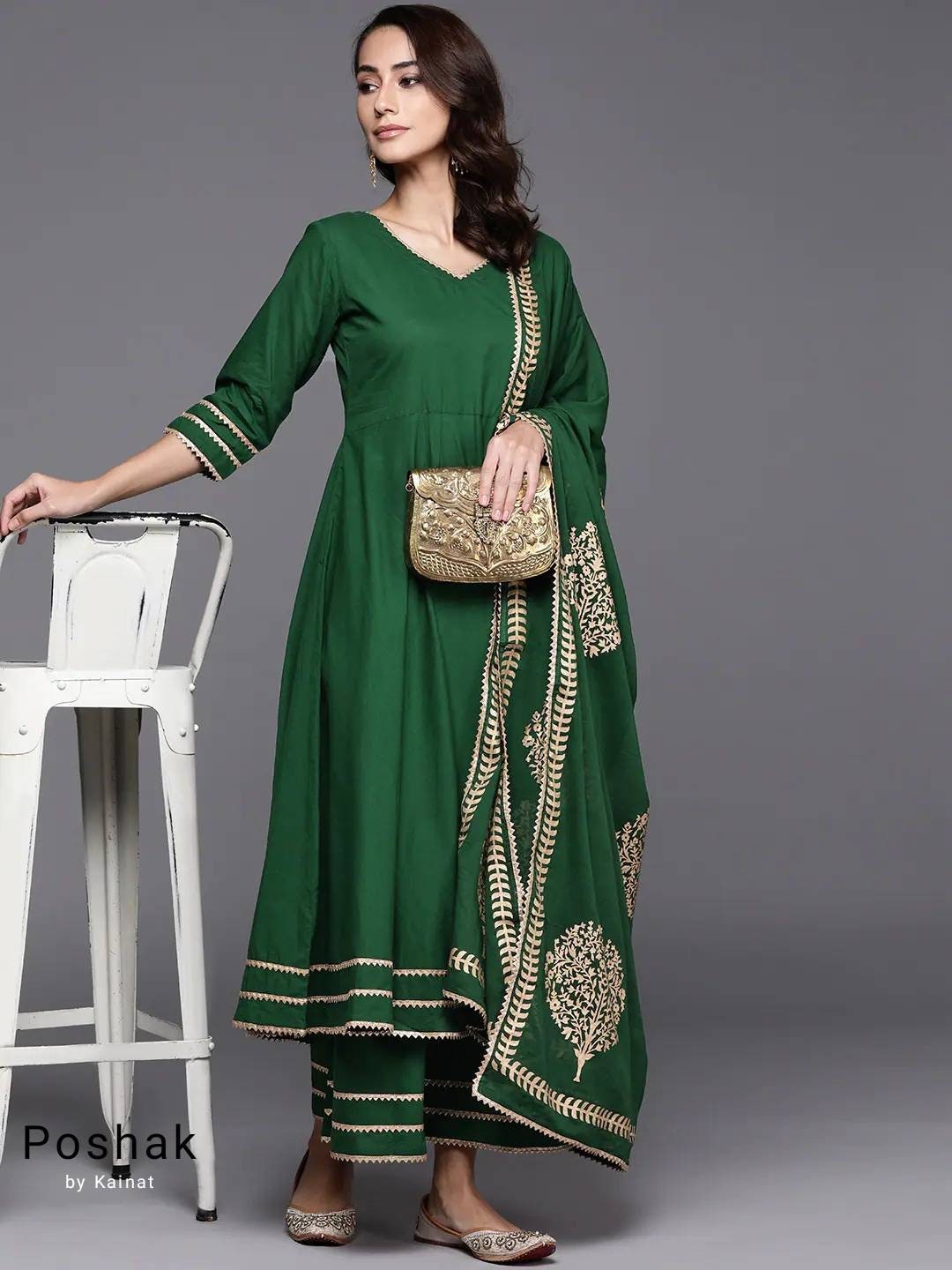 Pure Cotton Indian Dress Green Anarkali Cotton Kurta With - Etsy
