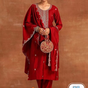Kurta Sets for Women Indian Party Wear Maroon Embroidered - Etsy