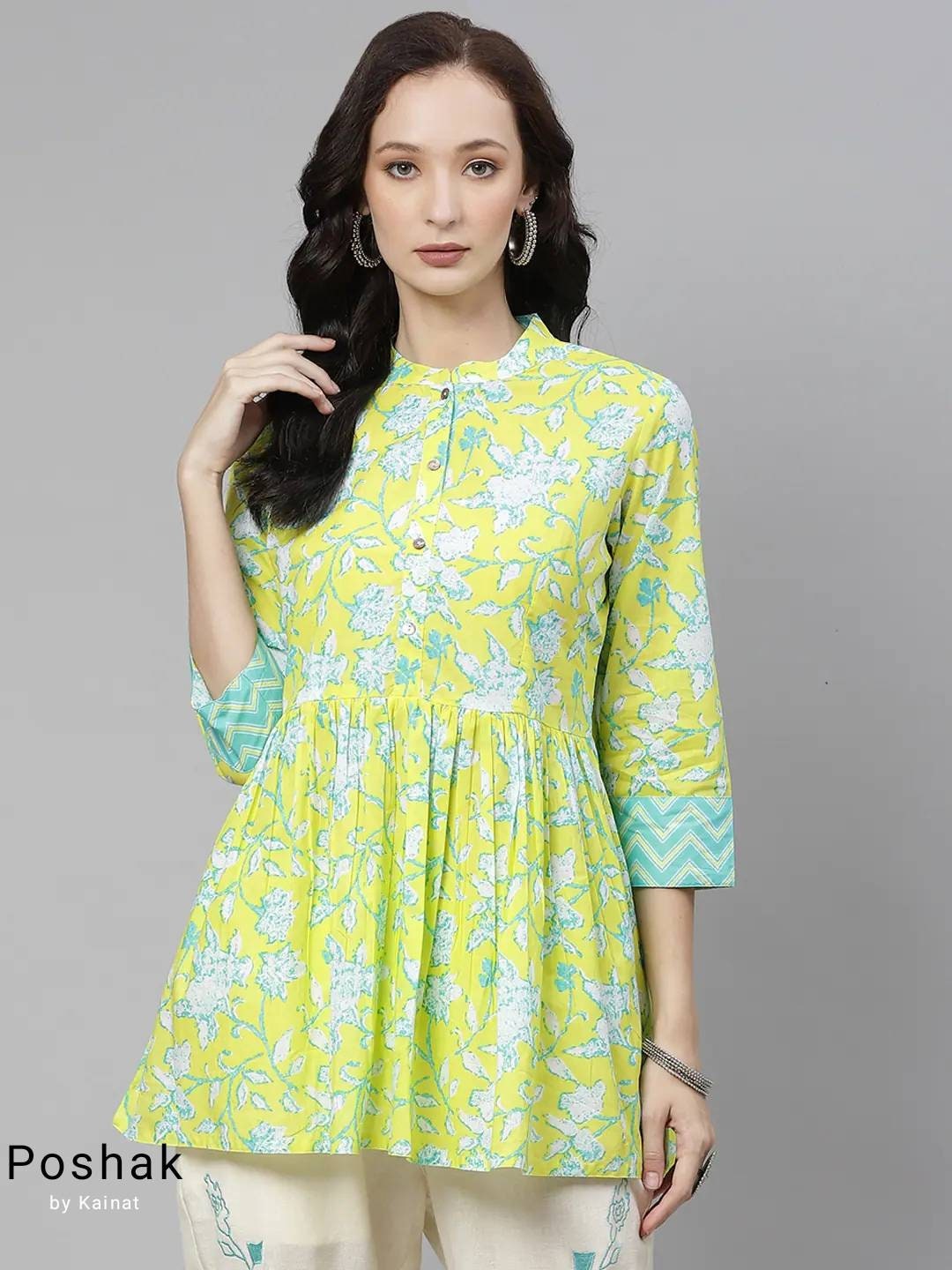 Cotton Summer Tunics for Women Yellow Printed Cotton A-line - Etsy