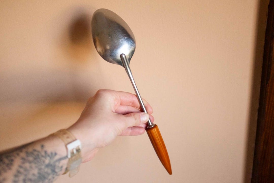 Androck Serving Spoon With Orange Bakelite Handle - Etsy
