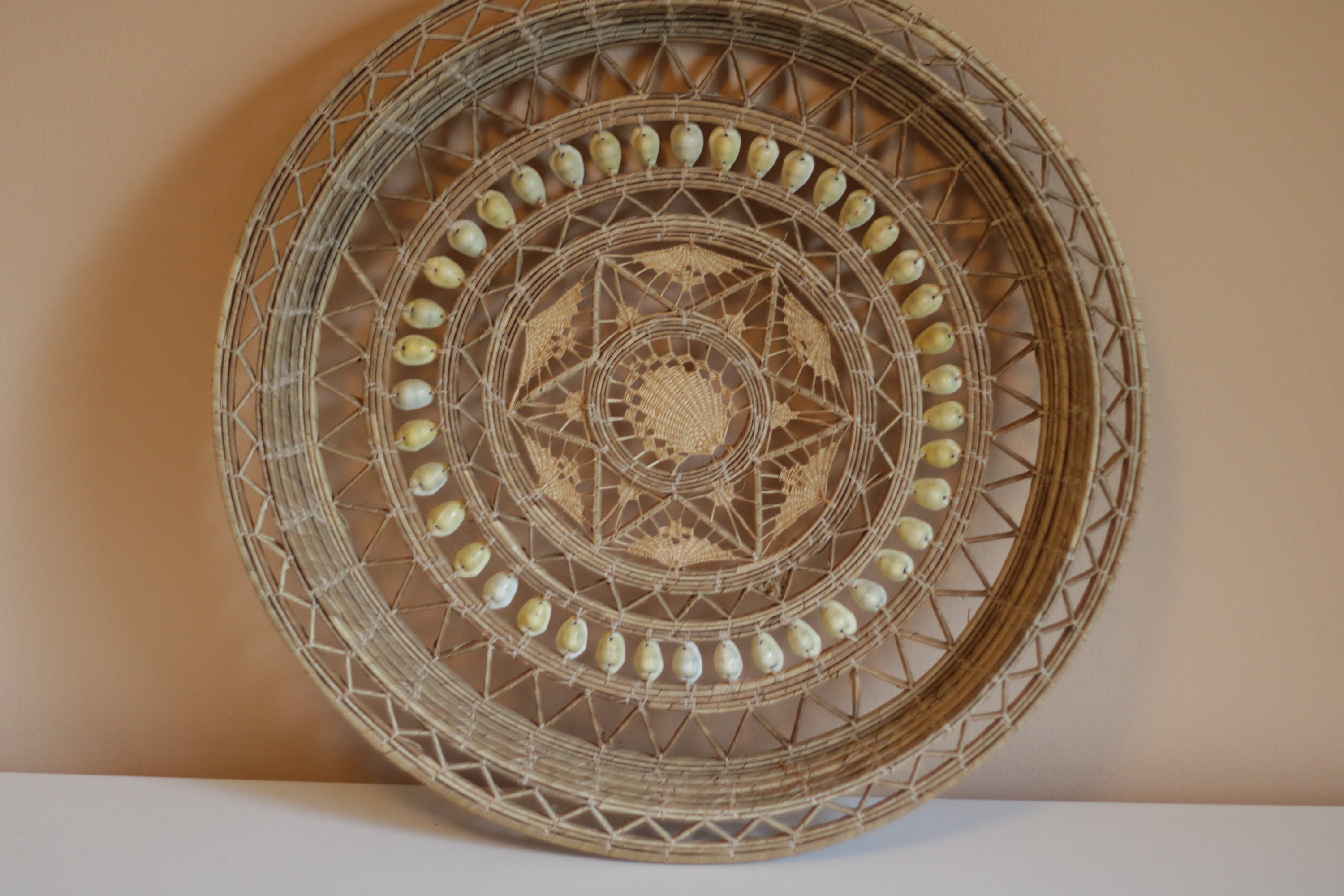 Rattan and Conch Shell Wall Hanging Basket Boho Home Decor - Etsy