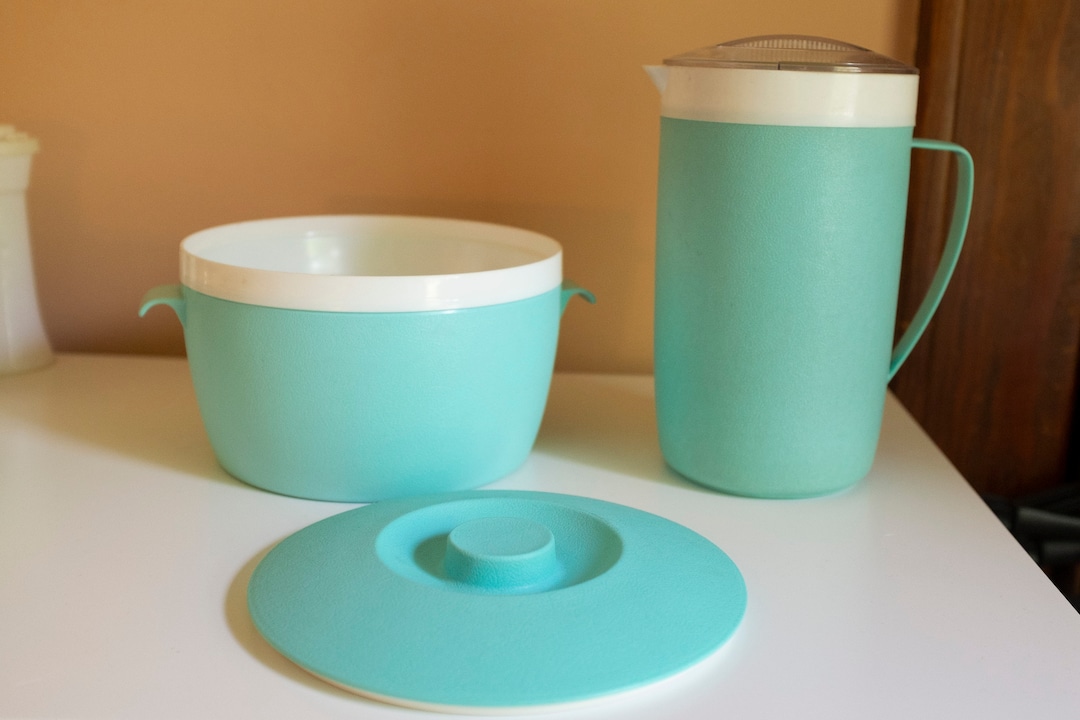Turquoise Bolero Pitcher & Ice Bucket Atomic Style Insulated Plastic ...