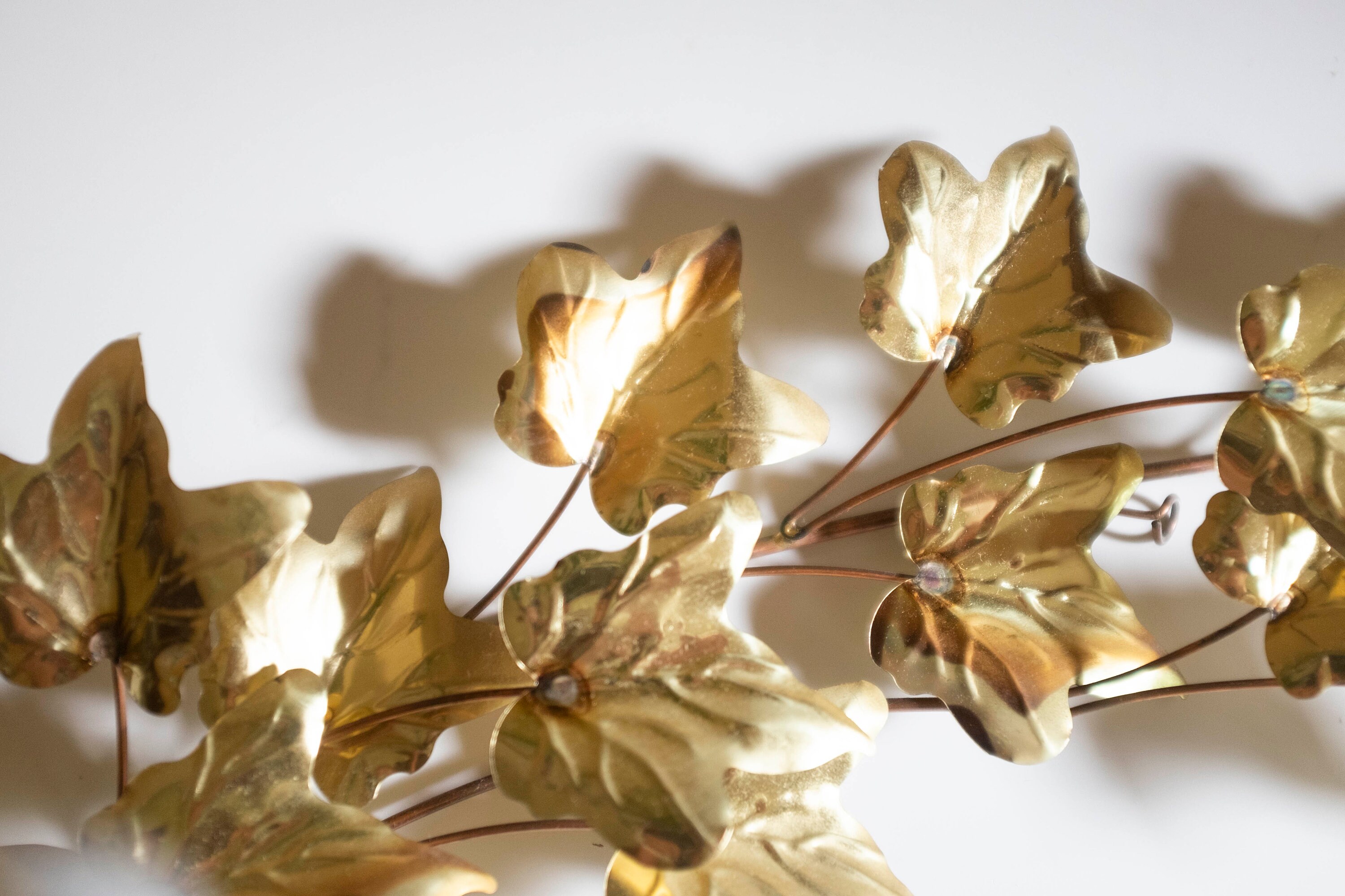 Brass Fall Leaves Wall Hanging 3-D Art Shiny Mid-century - Etsy