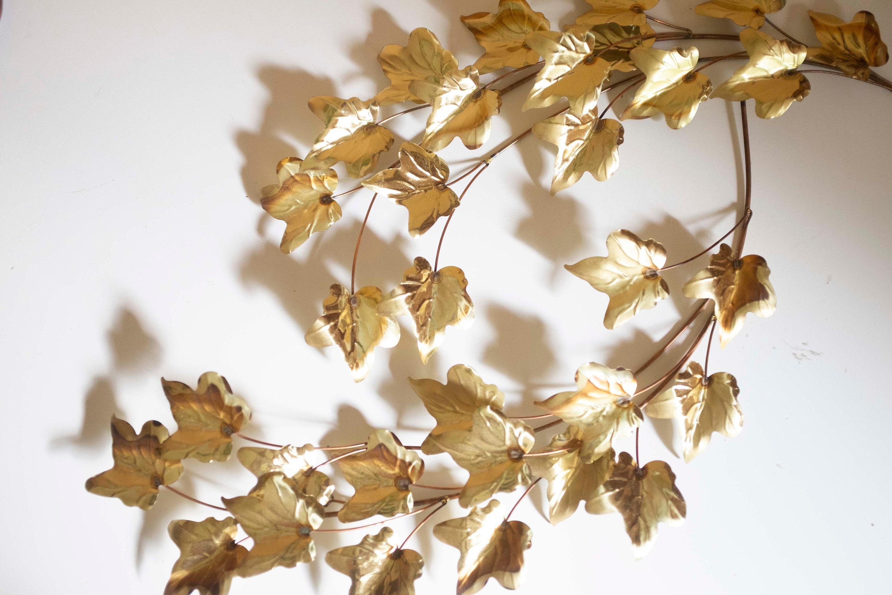 Brass Fall Leaves Wall Hanging 3-D Art Shiny Mid-century - Etsy