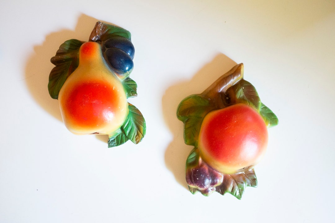 Pair of Large Fruit Chalkware Wall Hangings String Dispenser - Etsy