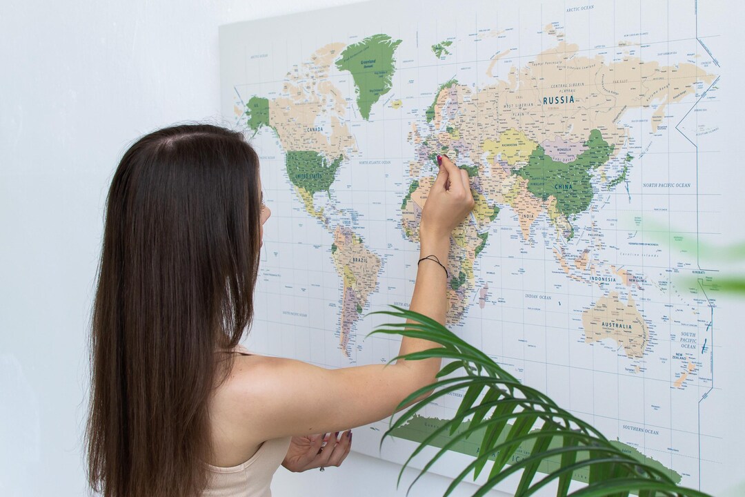 World Push Pin Travel Map, Large Detailed Board, Places You've Been ...