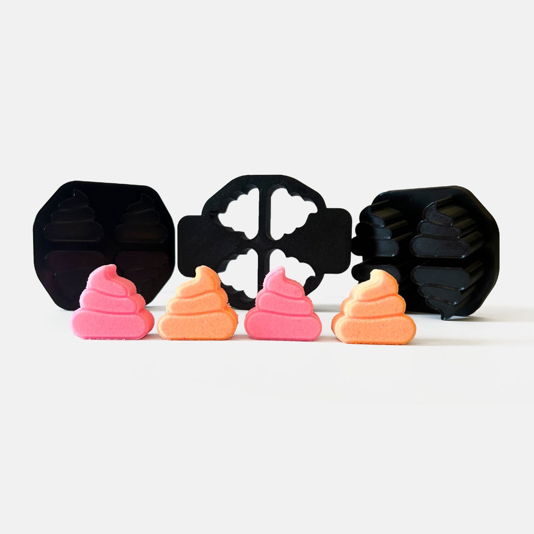 4 Mini Poop Bath Bomb Multipress Confetti Mold Easy to Use Bath Bomb ...