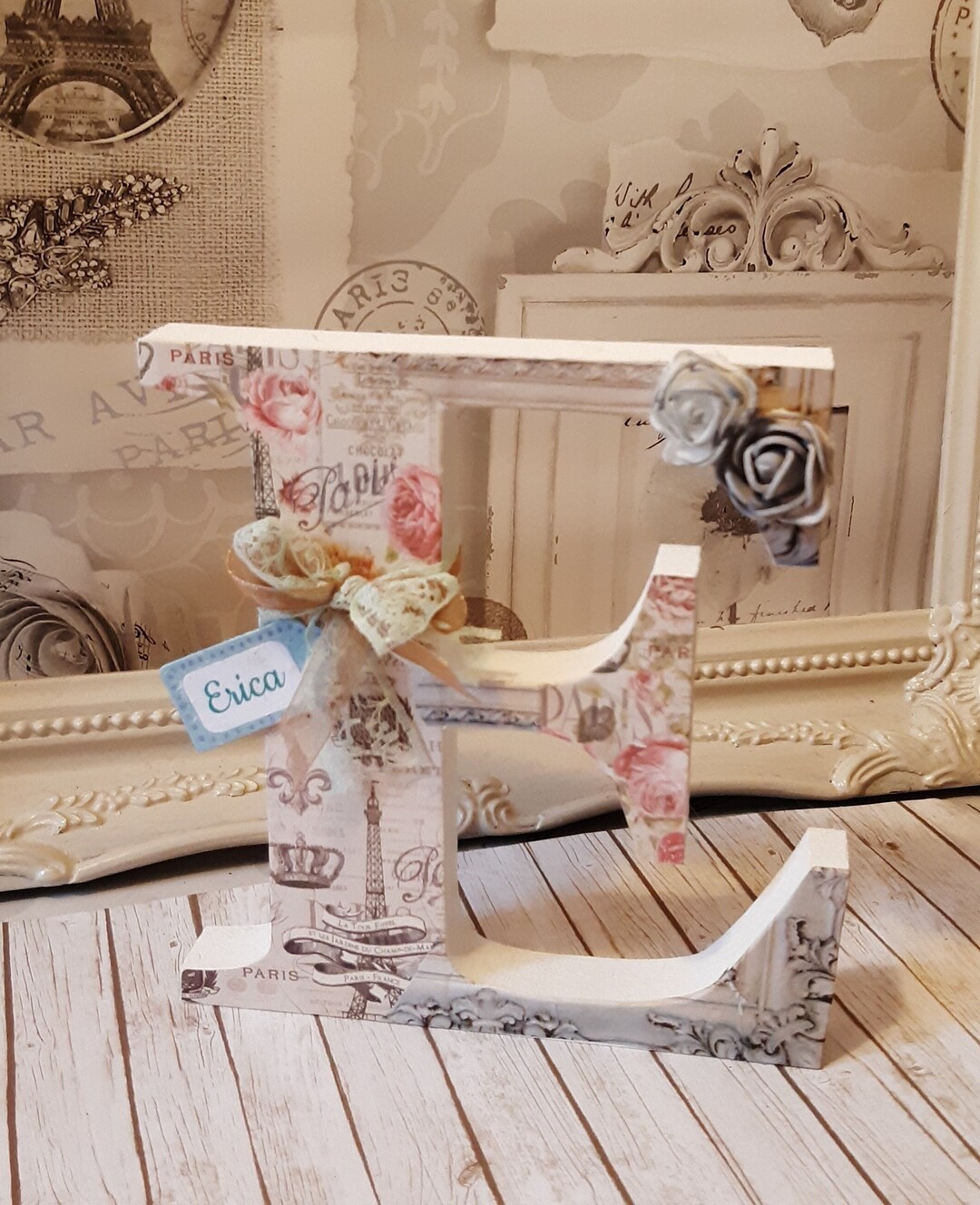 Paris Eiffel Tower Capital Letter Plaque. Personalised Name Initial ...