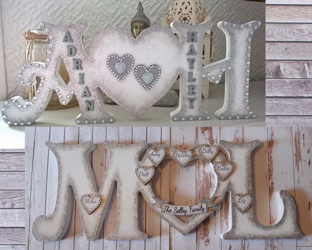 Couples Wedding Plaque, Husband and Wife Sign, 2 Capital Letters Joined ...