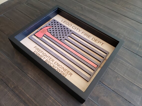 Hero shadow box Personalized Firefighter Retirement gift | Etsy