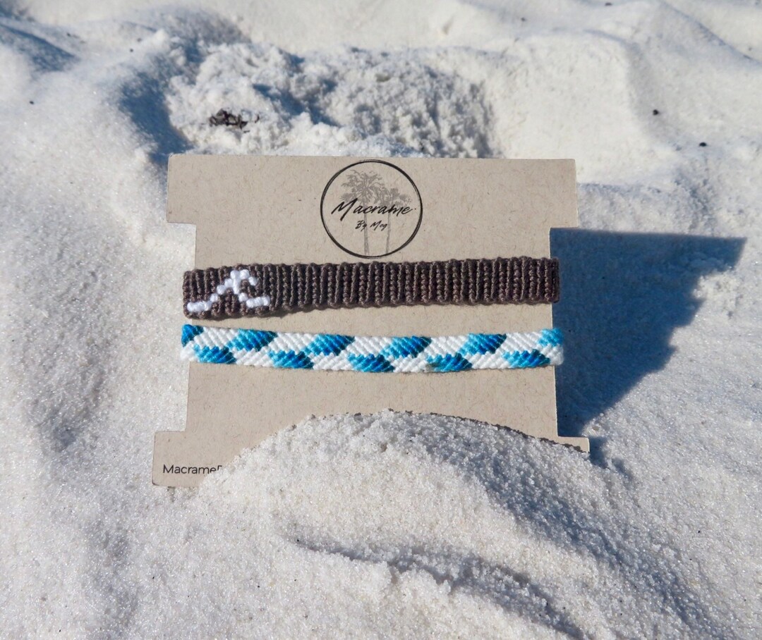 Ocean Wave Bracelet Set of 2 /gray White /woven VSCO Handmade - Etsy Norway