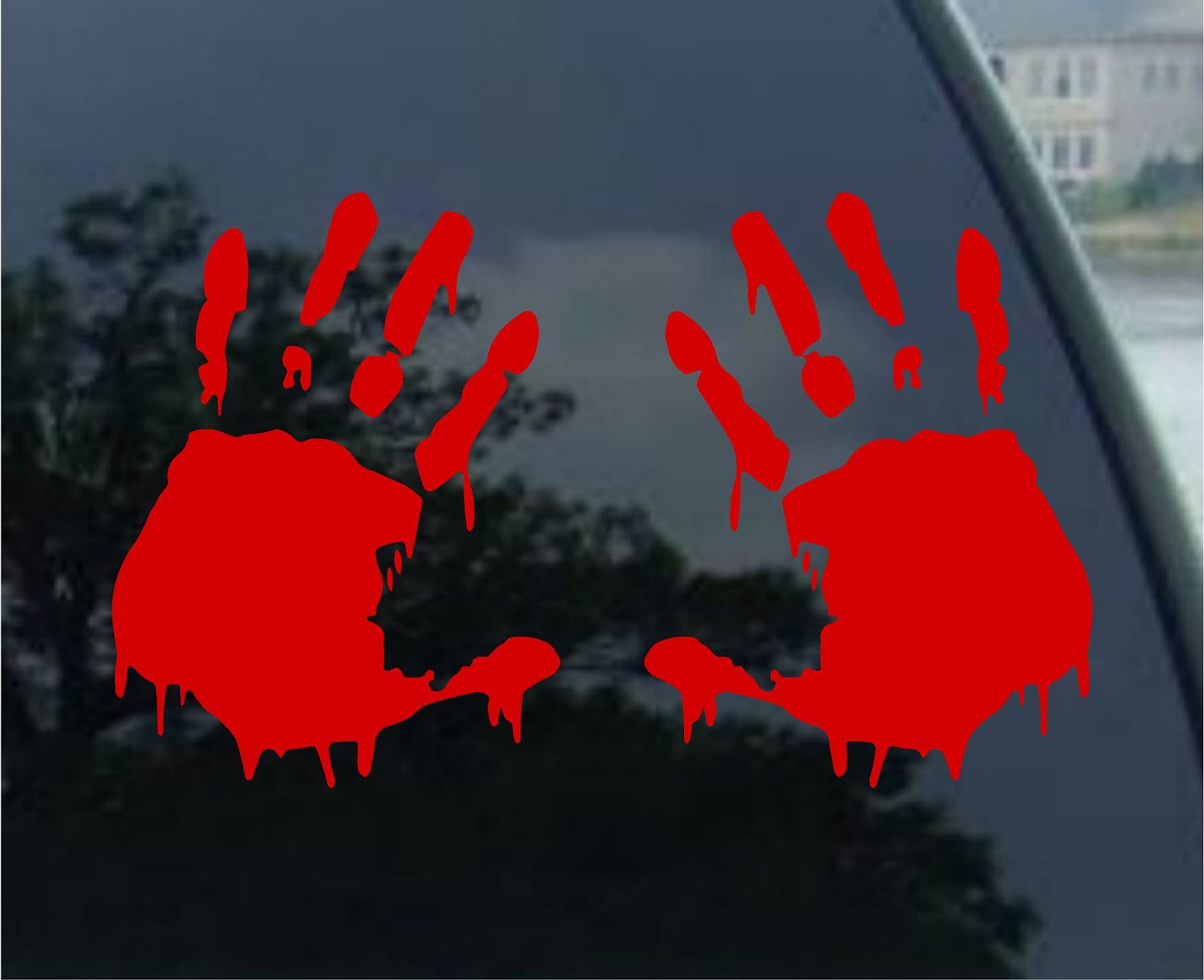 Bloody Hands SET ( 2 ) Vinyl Decal Car Window, Mirror, Bumper, Laptop ...