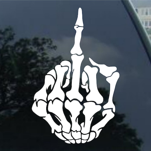 Skeleton Middle Finger Vinyl Decal Bones Hand Die Cut Etsy