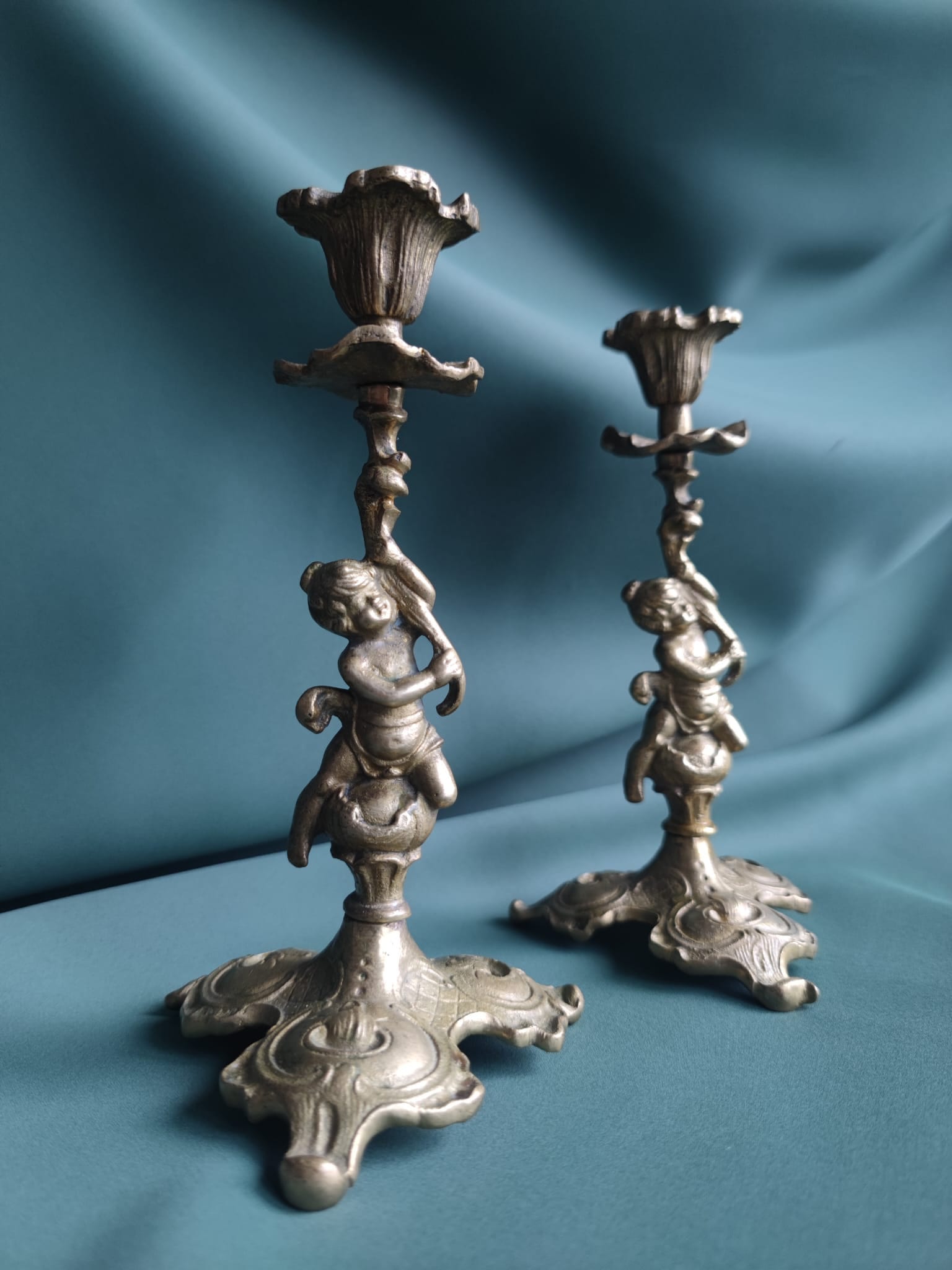 Antique Neorococo Candlesticks Couple Gold Brass Putto Cupid - Etsy