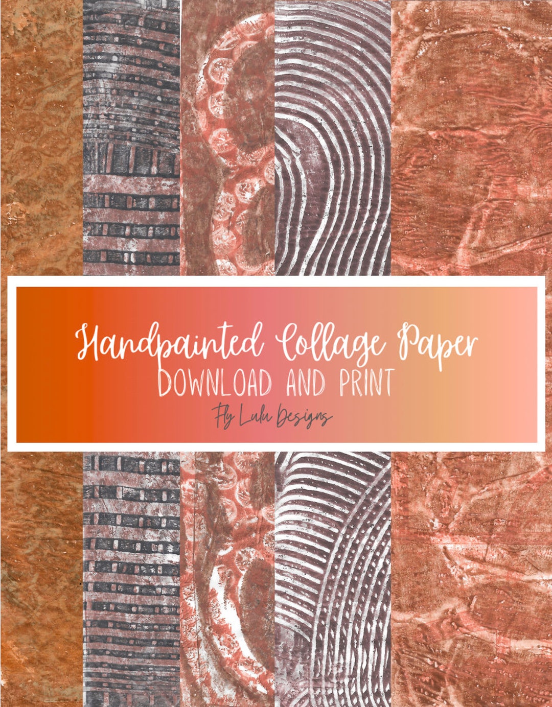 Hand Painted, Brown Collage Paper, Set of 5 Collage Paper, Printable ...