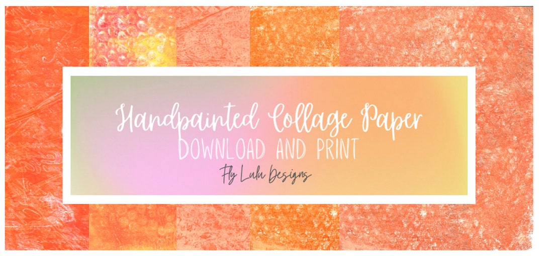 Hand Painted Orange Collage Paper, Set of 5 Collage Paper, Printable ...