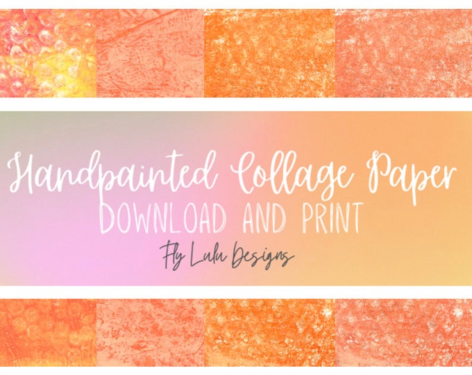 Hand Painted Orange Collage Paper, Set of 5 Collage Paper, Printable ...