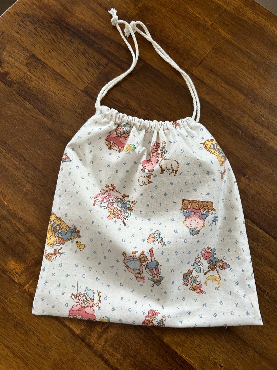 Nursery Rhyme Fabric Drawstring Bag. Nursery Drawstring Bag. Baby Gift ...