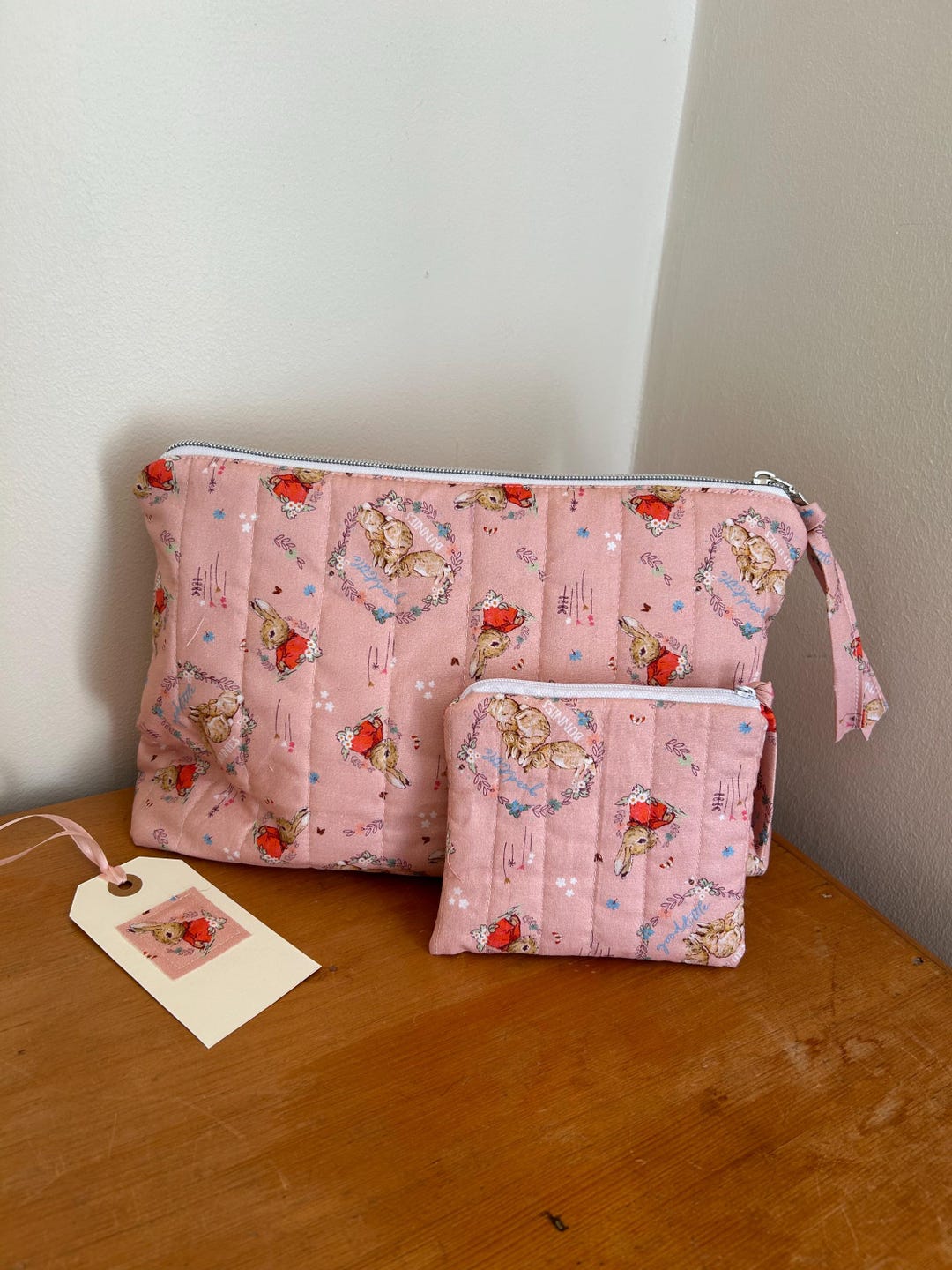 Peter Rabbit Fabric Quilted, Zipped Baby Toiletries Bags. Large Nappy ...