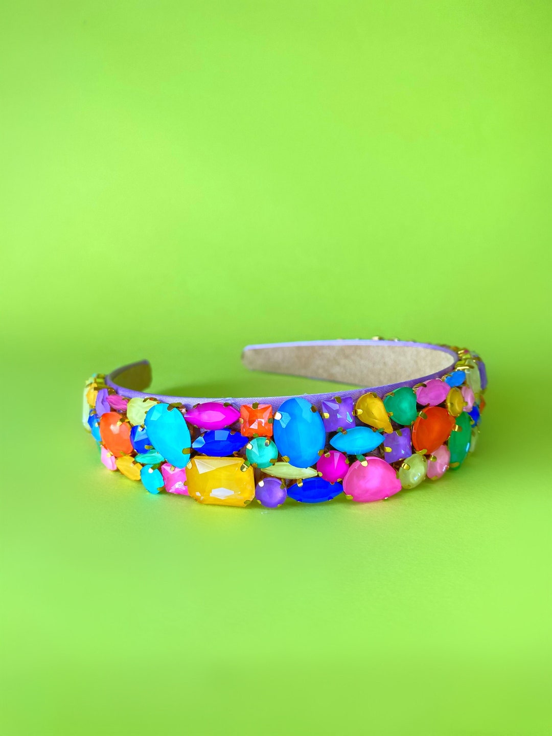 Multi Coloured Crystal Headband, Bright Crystal Headband for Wedding ...