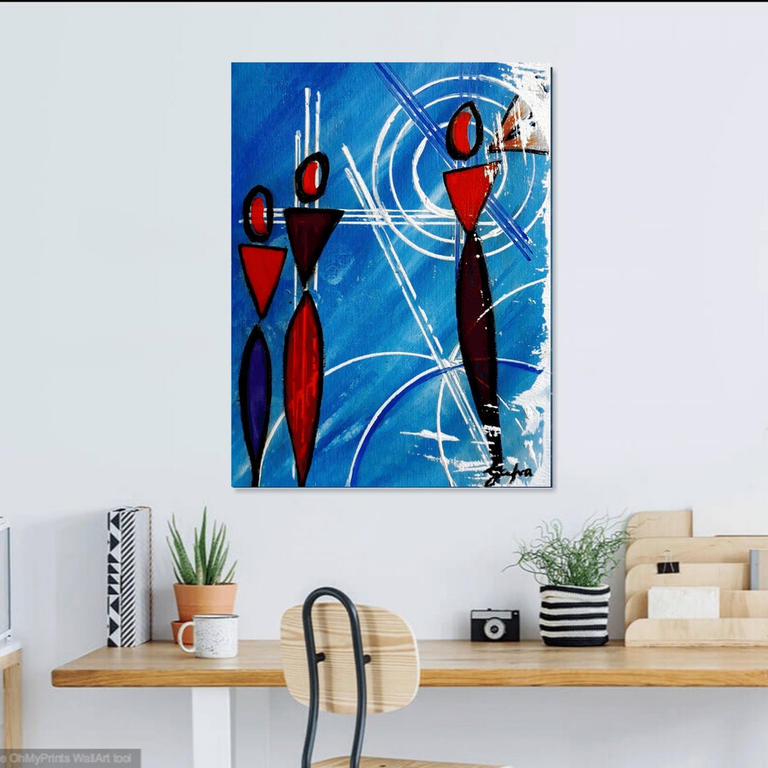 PEOPLE: in Blue Cosmos, Original Acrylic Painting, Expressionist Wall ...