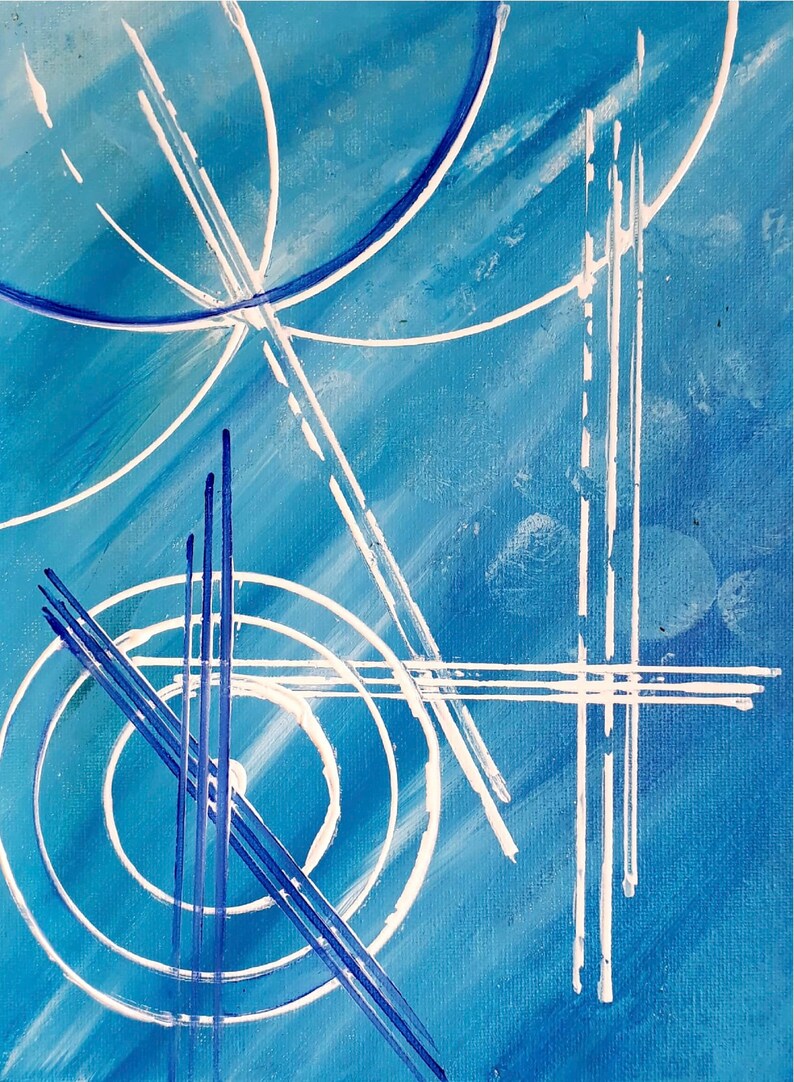 BLUE TARGET, Original Acrylic Painting, Expressionist Wall Art ...