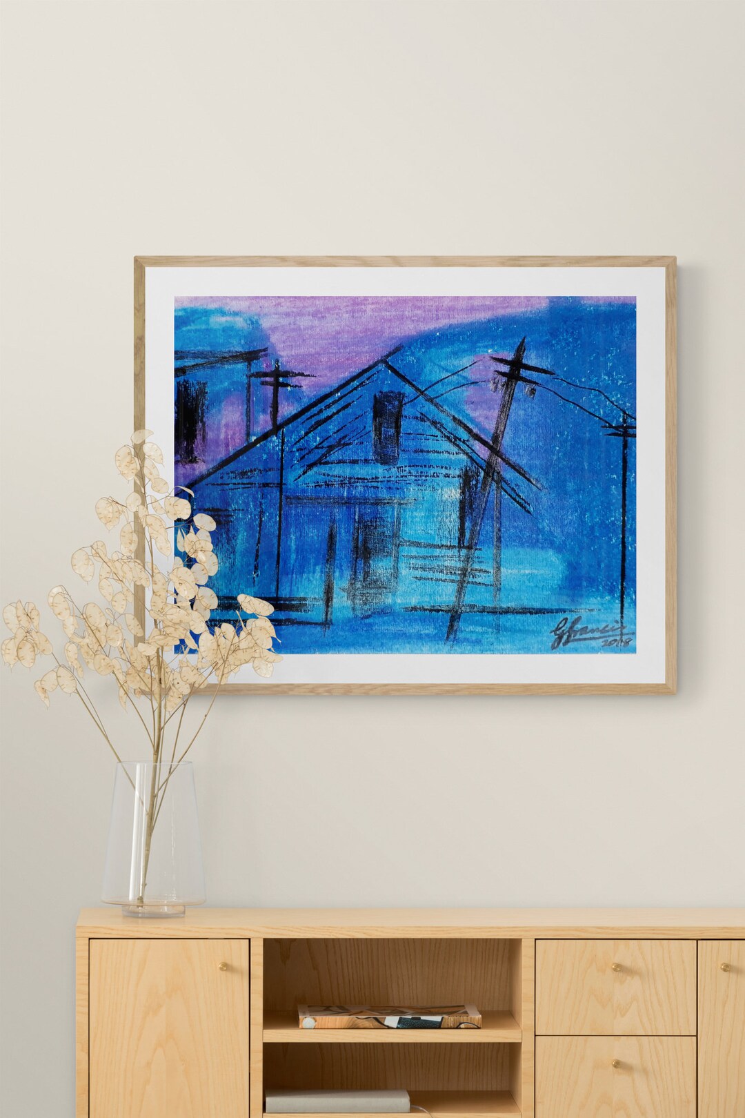 BLUE ABSTRACT BUILDING, Original Watercolour, Matted - Etsy