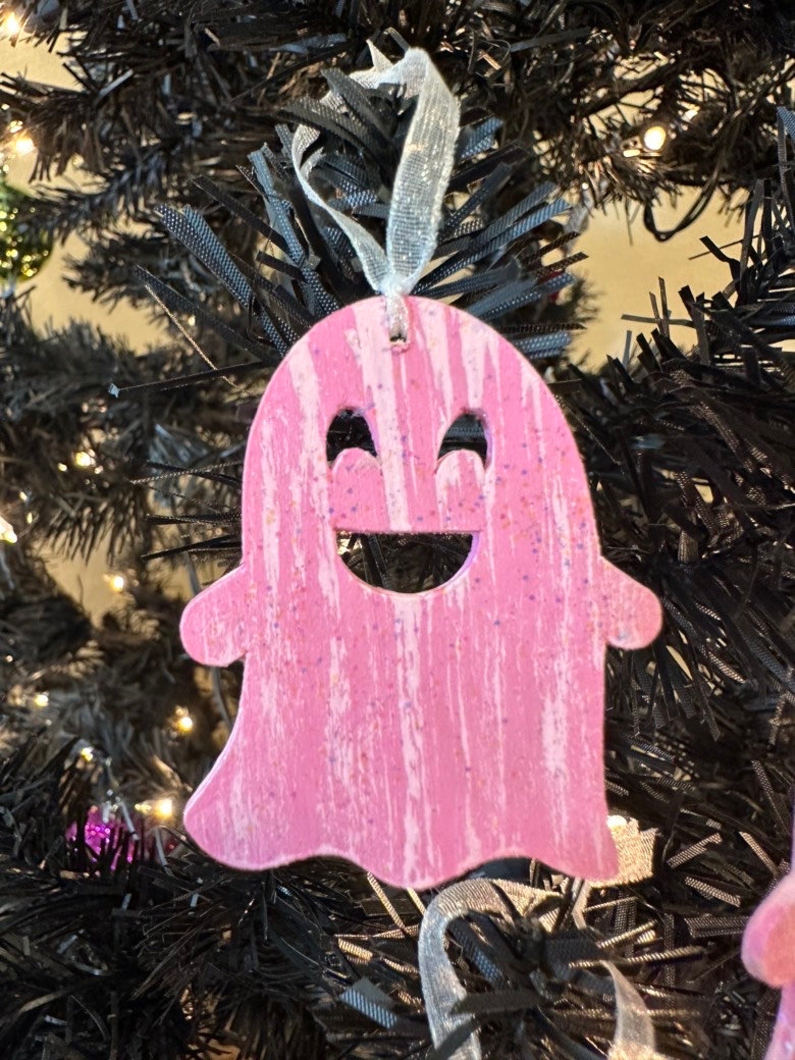 Pink Ghost Ornaments Set of 4 Handmade Mini Wood Ghost - Etsy