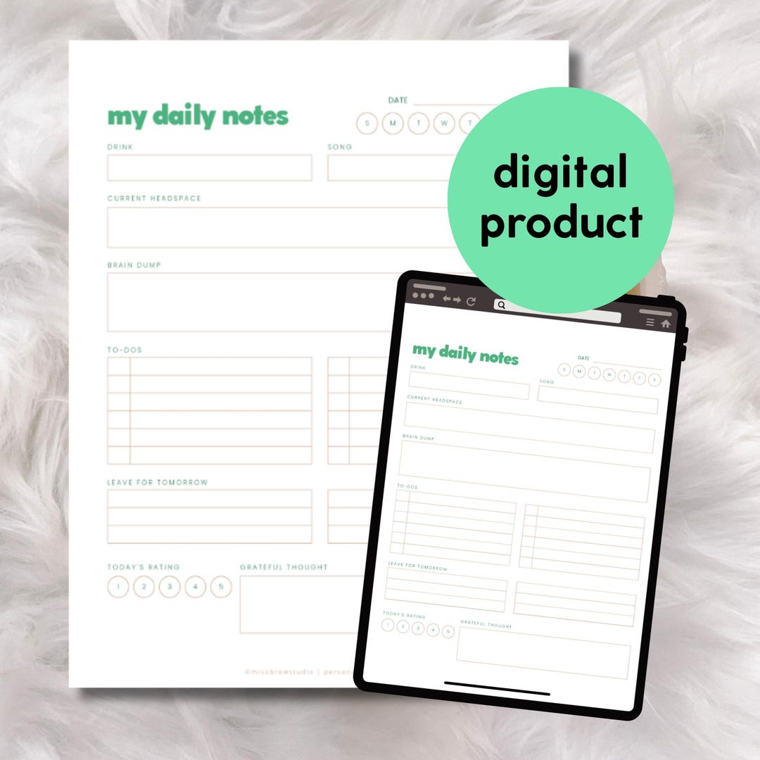 Minimalist Daily Planner Printable, Brain Dump Sheet (digital Download ...