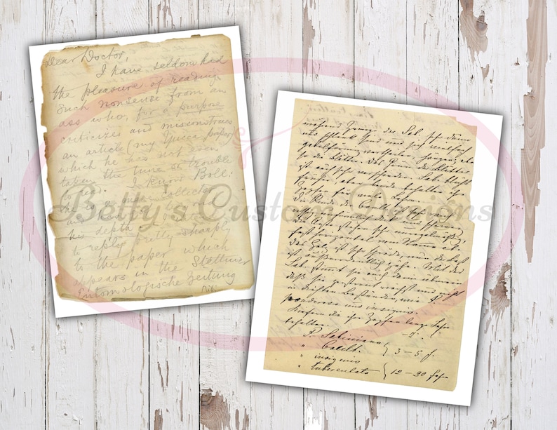 Printable Vintage Script Letters Paper Textures Digital - Etsy